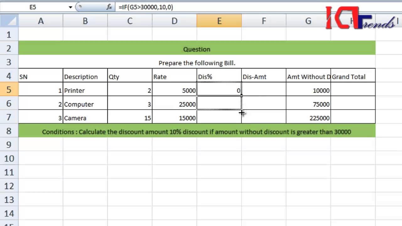 Calculate Conditional Discount Amount In Excel YouTube