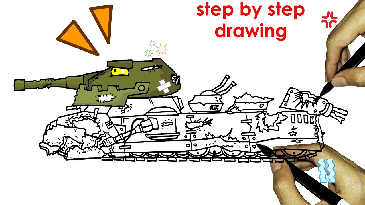 Cara Menggambar Tank Arta Monster Hancur | Step by Step Drawing easy ...