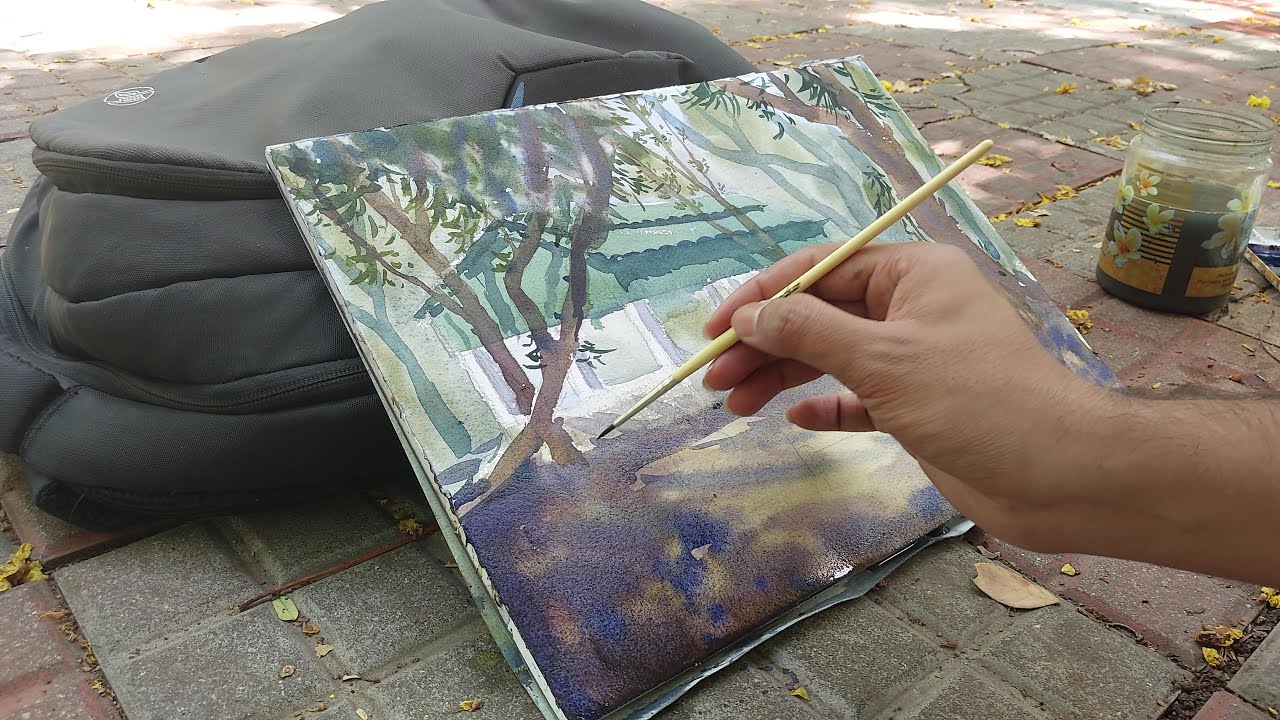 Outdoor Watercolor Painting Tutorial – Step by Step #watercolor # ...