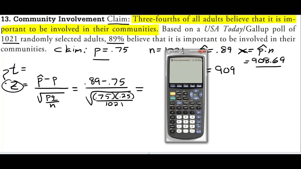 Statistics - Hypothesis Testing Example - Proportions - YouTube