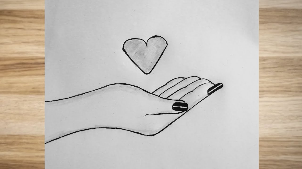 How to Draw Hand with Heart- Pencil Sketch | Easy Drawing Tutorial Step ...