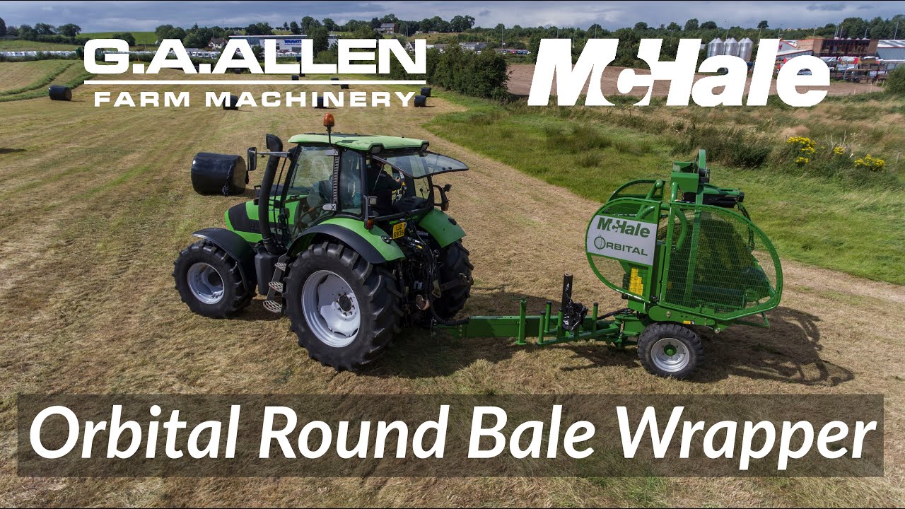 G A Allen McHale Demo Day 2016 McHale Orbital Round Bale Wrapper - YouTube