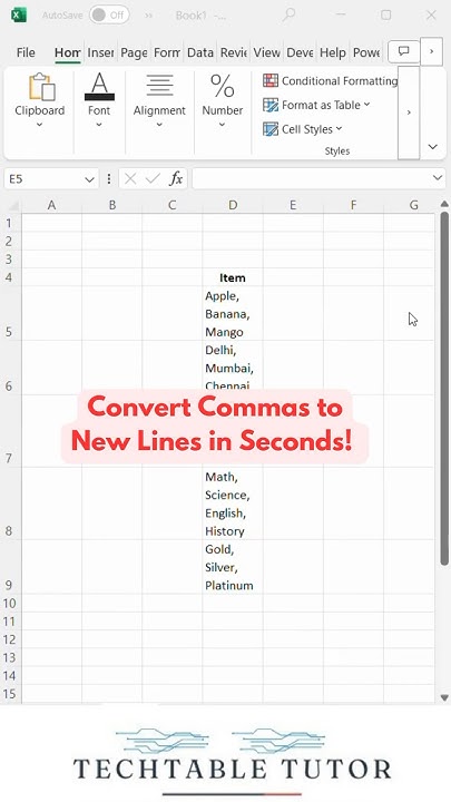 Convert Commas to Line Breaks in Excel – Quick & Easy Trick! 💡 #excel #excelshorts #exceltricks ...