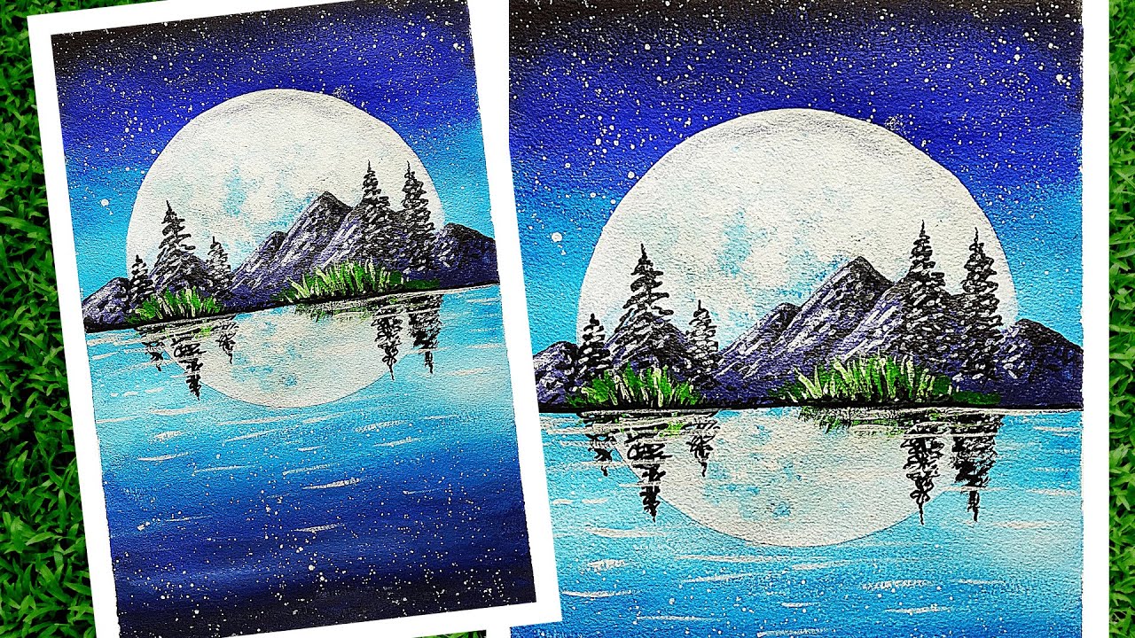 Easily Paint Nightview Landscape Step by Step | Realistic Acrylic ...