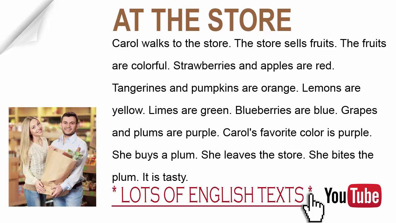 At the Store | Lots of English Texts - YouTube