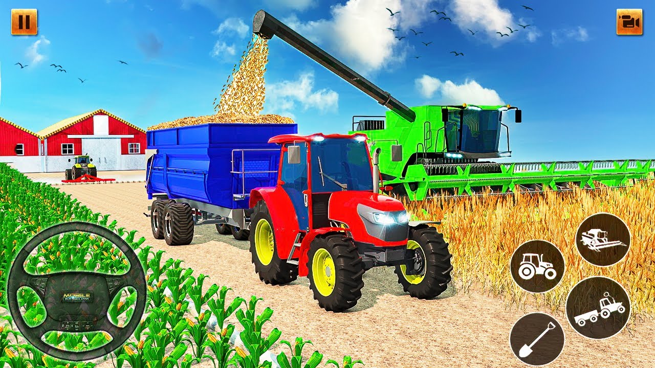 Real Tractor Farming Simulator 2021 - Harvester Tractor Driving ...