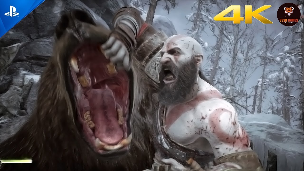 GOD OF WAR RAGNAROK KRATOS Vs BEAR Boss Fight - YouTube