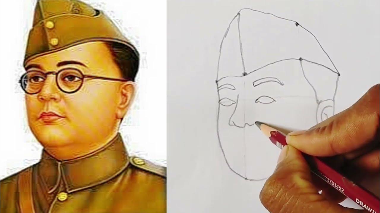 How to Draw Netaji Subhash Chandra Bose | Netaji Subhash Chandra Bose ...