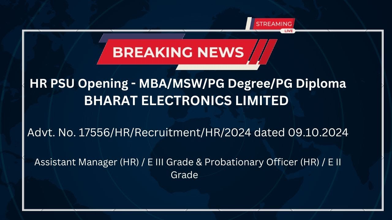 Assistant Manager (HR) / E- III Grade & PO (HR) / E- II Grade (HR #psu_jobs Openings - YouTube