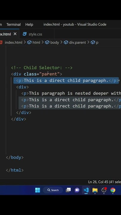 CSS child selector #coding #html #trending #webdevelopment #viral #css #javascript - YouTube