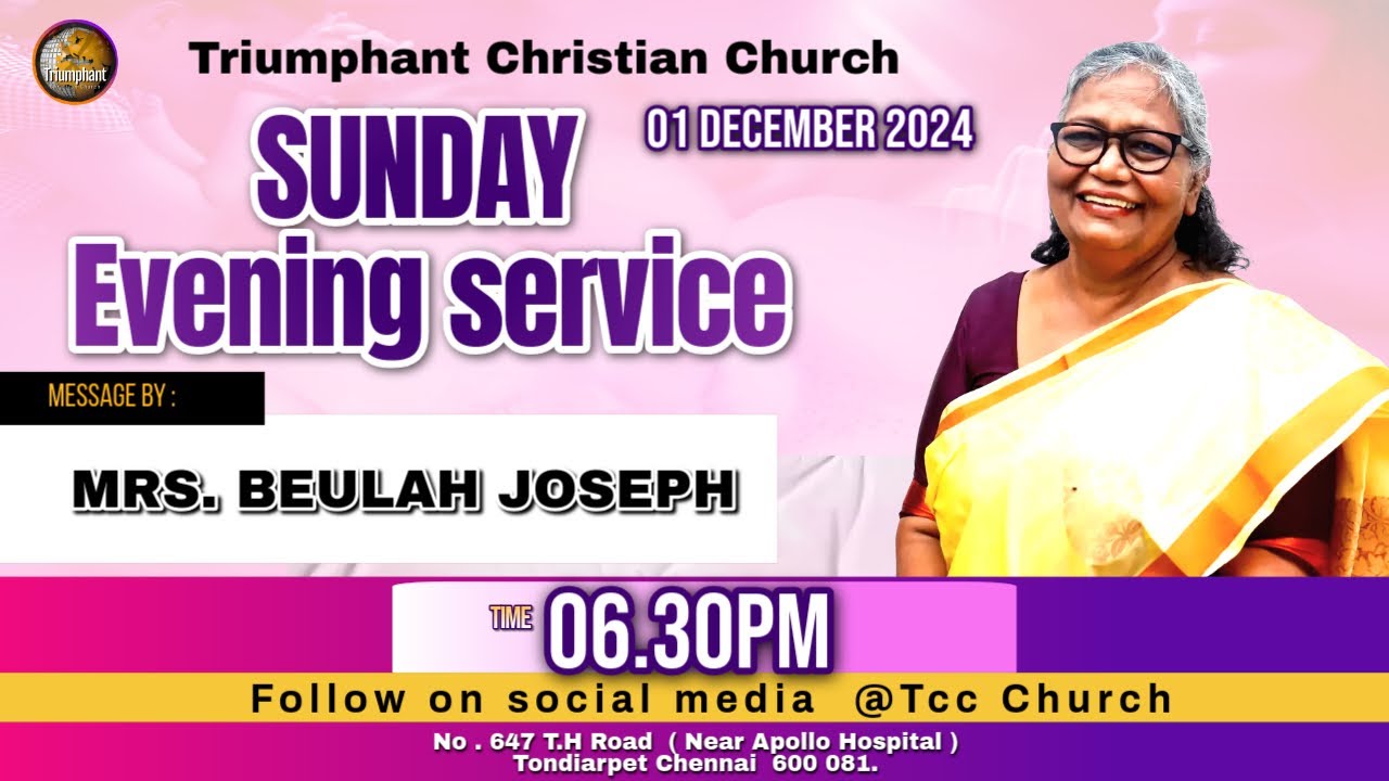 TCC 🔴/ SUNDAY EVENING SERVICE // TIME : 06.30 PM // MRS : BEULAH JOSEPH ...