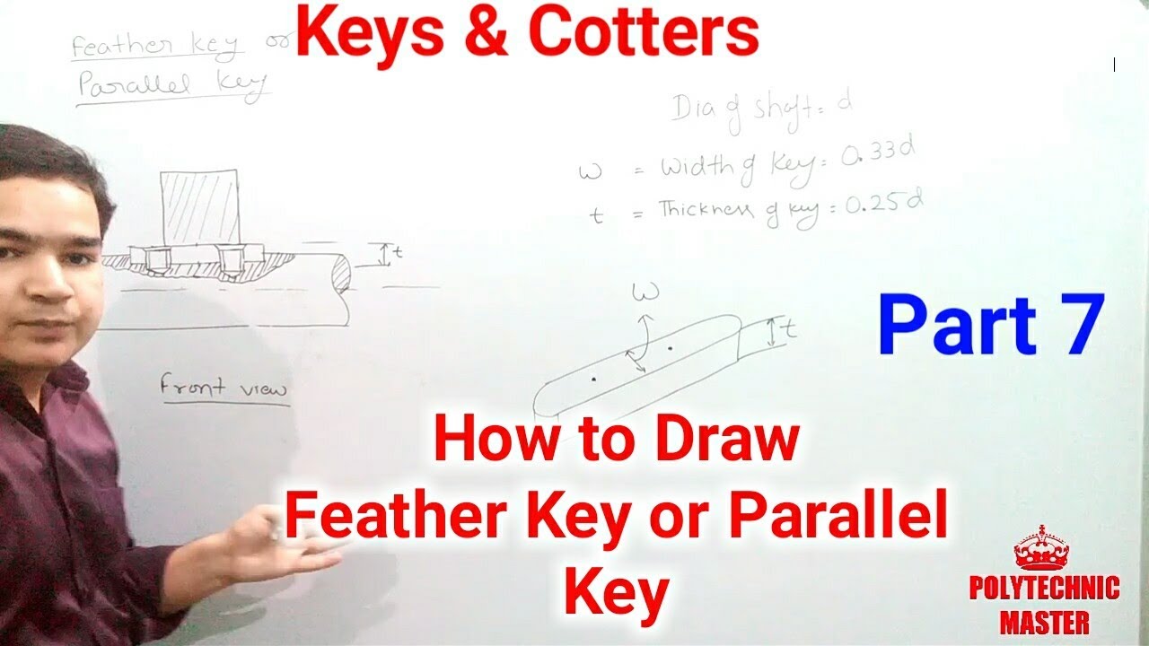 Keys and Cotter | Feather Key or Parallel Key Drawing | Part 7 | Second ...