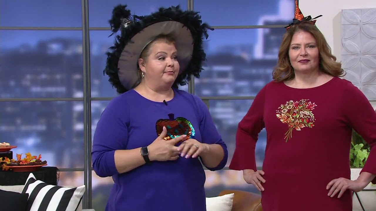 Quacker Factory Bell Sleeve Embellished Front Motif Knit Top on QVC ...