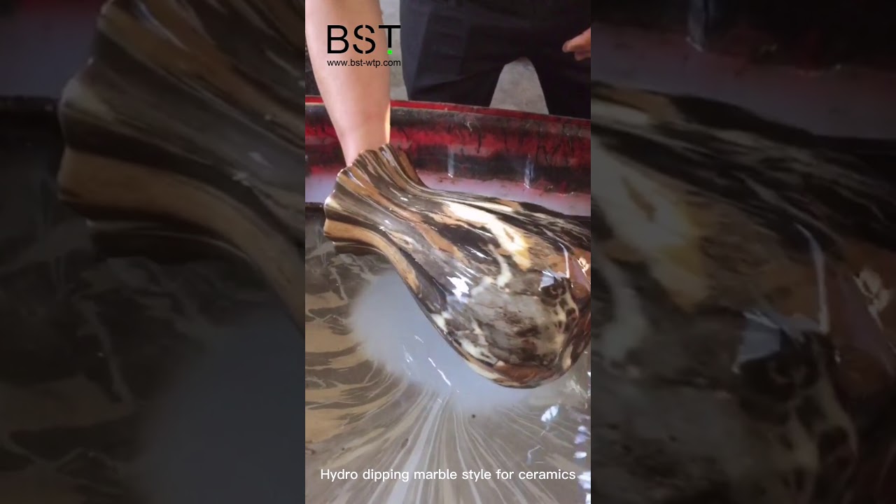 Hydro dipping marble style for ceramics - YouTube
