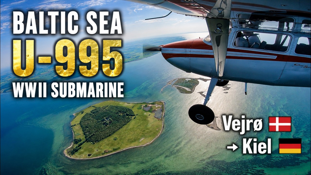 Crosswind Take-Off from Danish Island-VFR Flight to WWII Submarine U ...