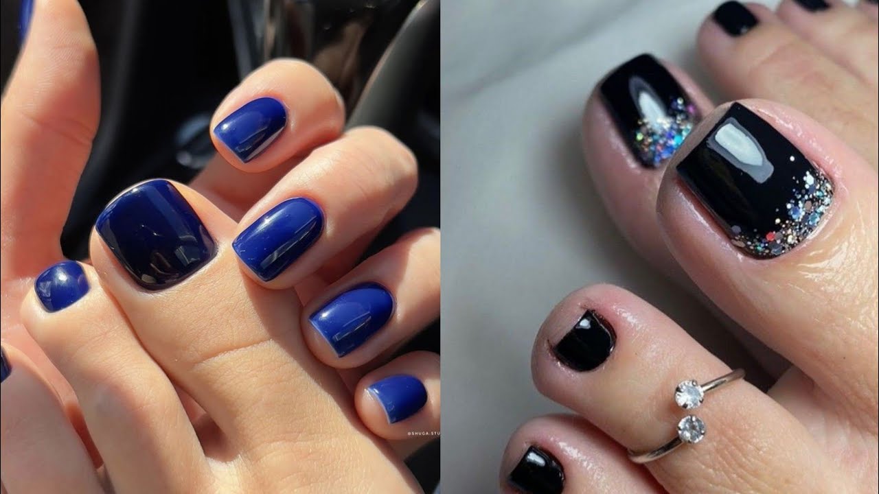 Astonishing designs of shiny glossy toe nails color for ladies// Solid ...
