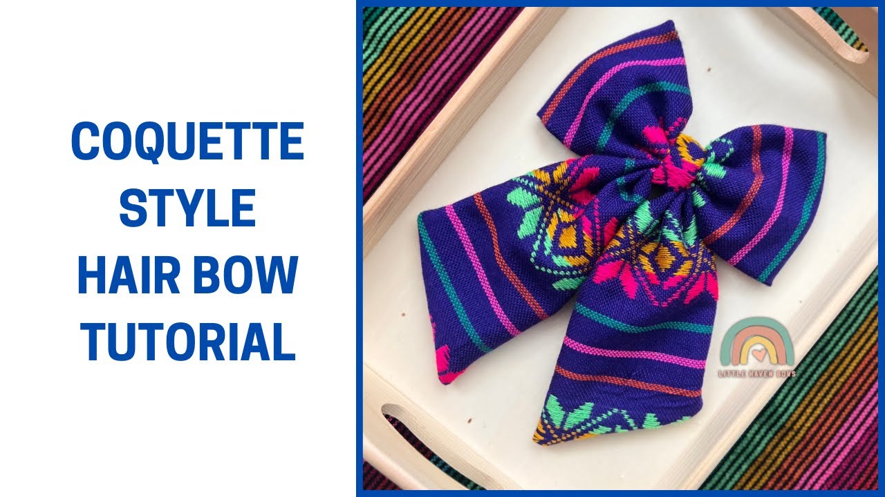 Mexican fabric hair bow tutorial | Coquette hair bows - YouTube