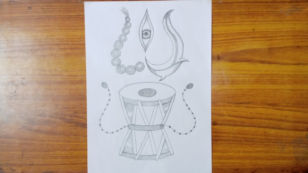 How to draw bholanath drawing with trisul Aur damroo drawing ll step by ...
