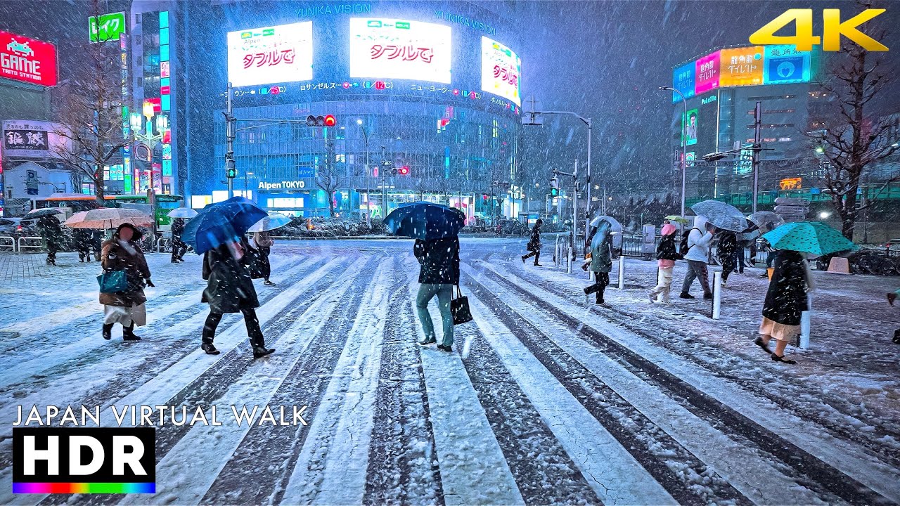 Tokyo Japan - Shinjuku Snowy Night Walk • 4K HDR - YouTube