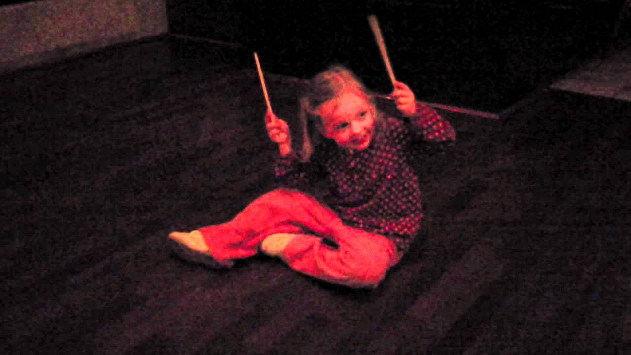 Hailey playing pretend drums - YouTube