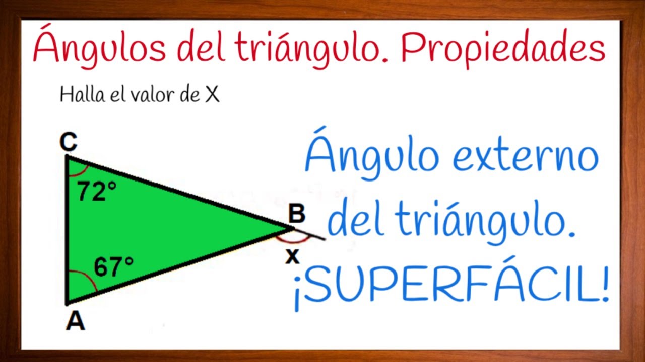 Cómo hallar el ángulo externo con las propiedades del triángulo - YouTube