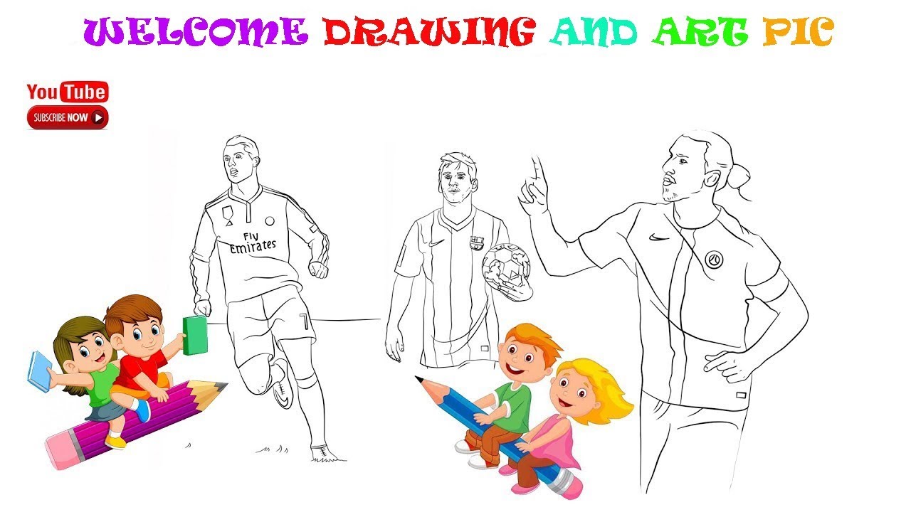 HOW TO DRAW-FOOTBALL STAR-LIONEL MESSI-RONALDO-SUAREZ-NEYMAR ...