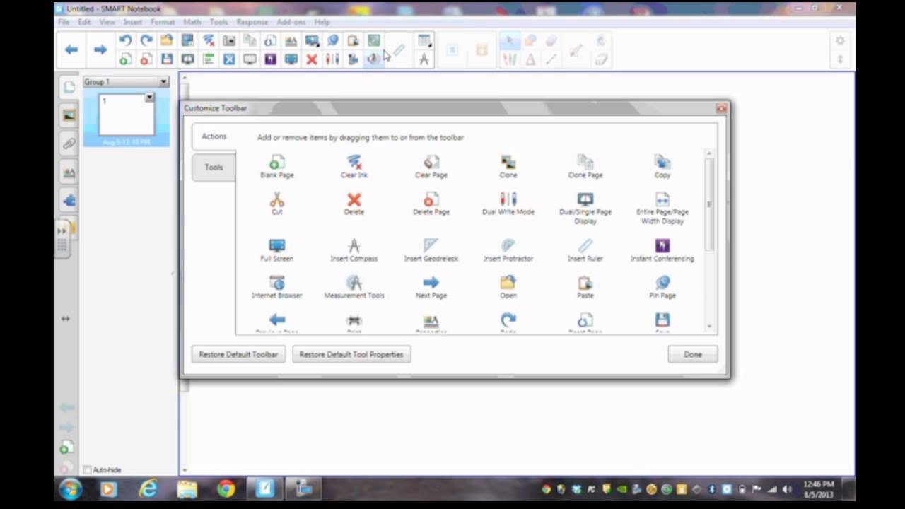 SMART Notebook Customize Toolbar - YouTube