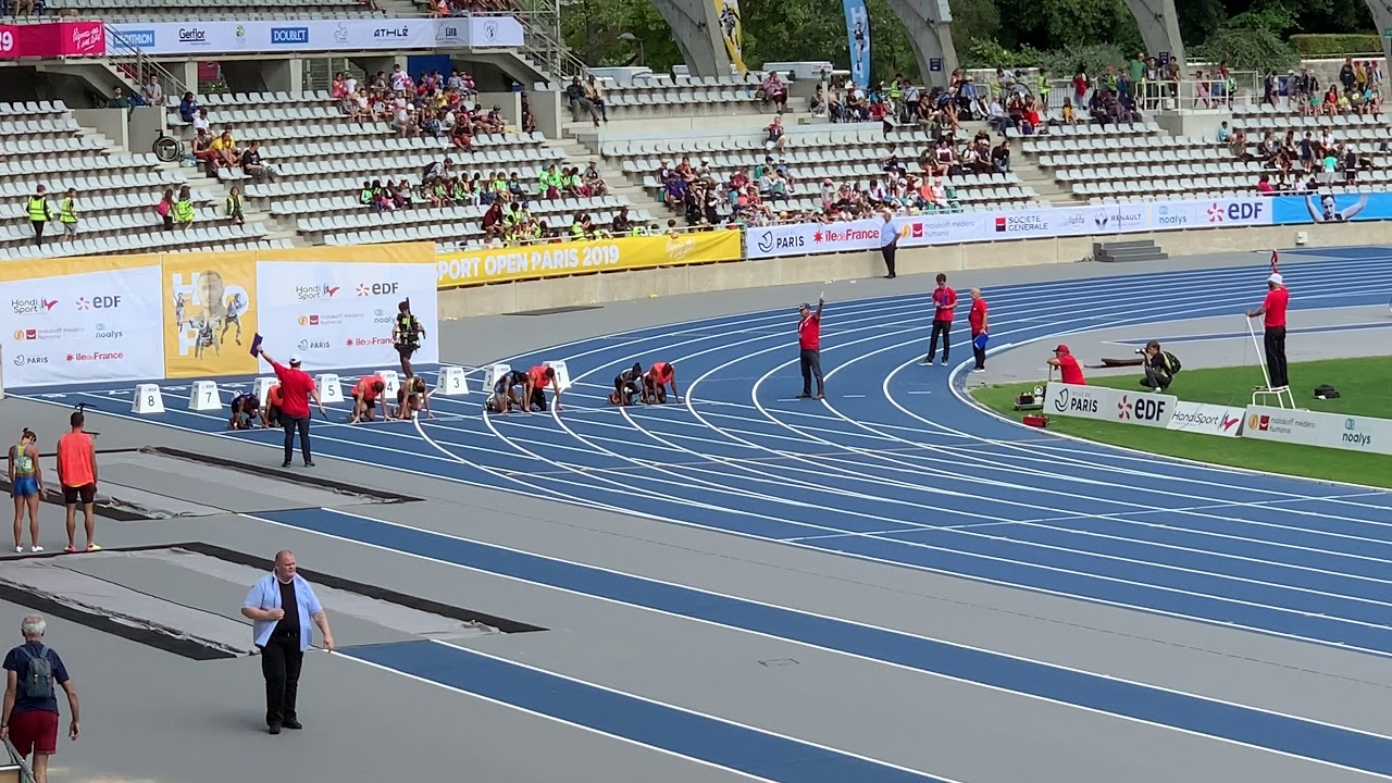 【Para Athletics】T11 women 100m Final : 2019 HandiSport Open Paris - YouTube