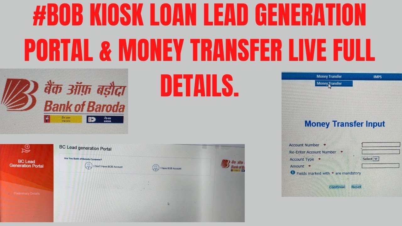 BOB Kiosk Loan Lead Generation Portal & Money Transfer Live Full ...