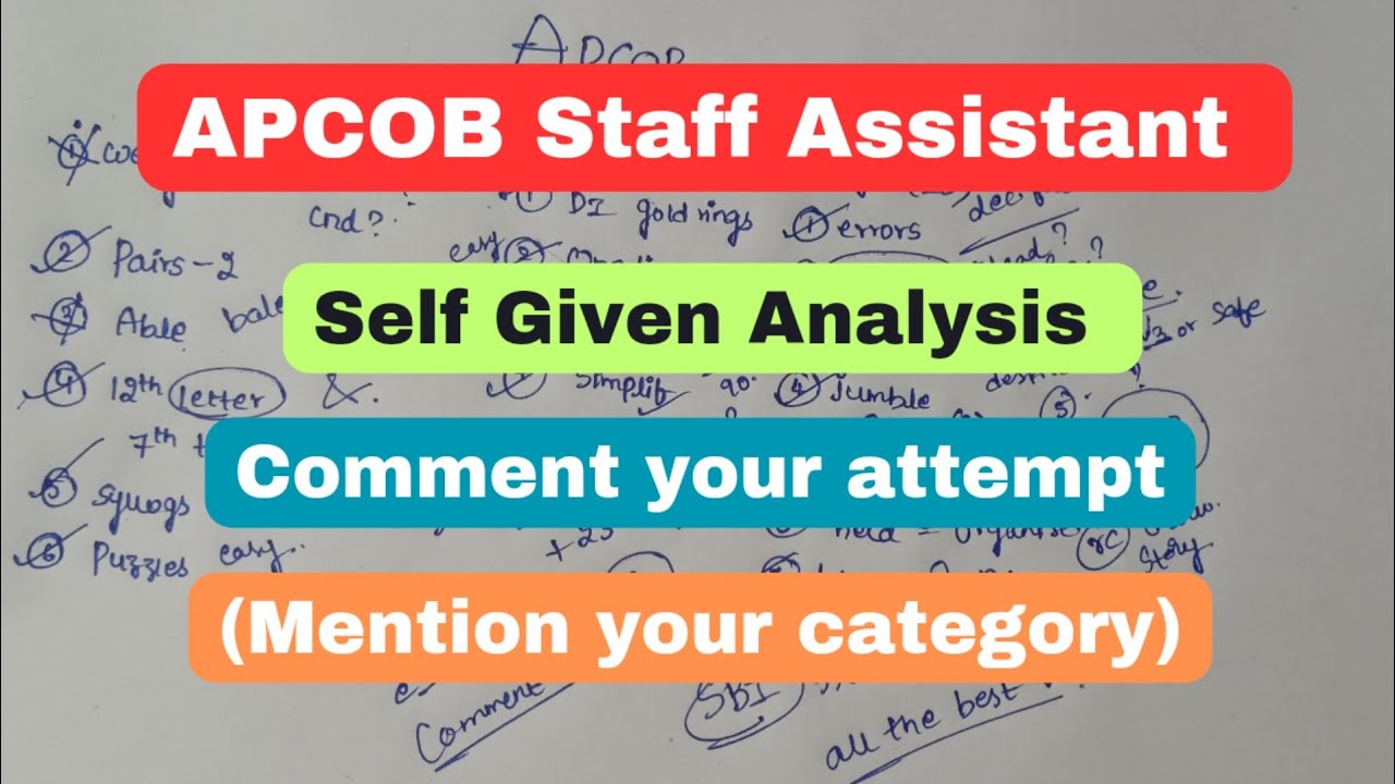APCOB STAFF ASST EXAM Self Given Analysis 📝 || Comment your attempt ...