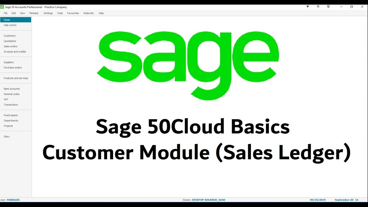 Sage 50Cloud Tutorial - Customer Module (Sales Ledger) - Lesson 4 - YouTube