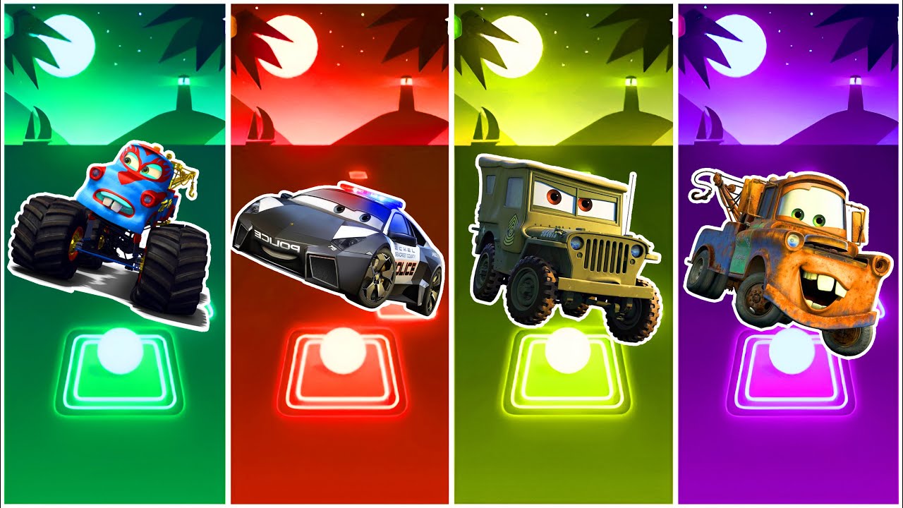 Mater 🆚 Sheriff Police Car 🆚 Sarge 🆚 Monster Spider McQueen – Tiles Hop ...