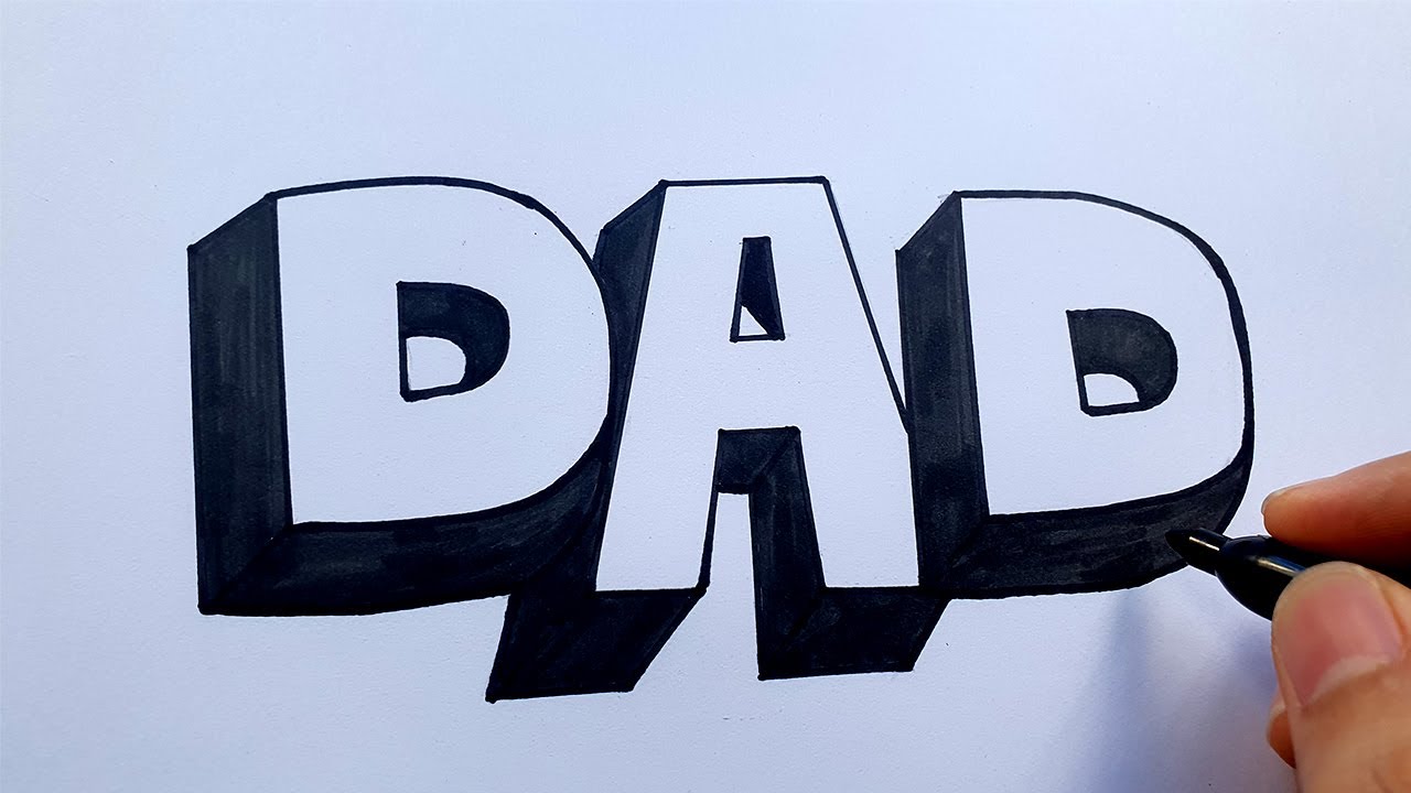 How To Draw DAD Word For Father's Day - YouTube