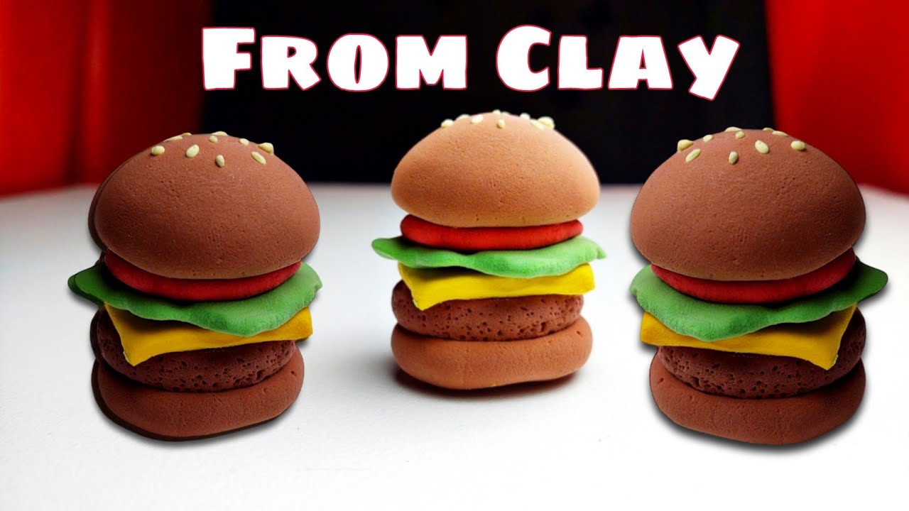 How to make mini clay burger | diy a realistic clay burger | clay ...