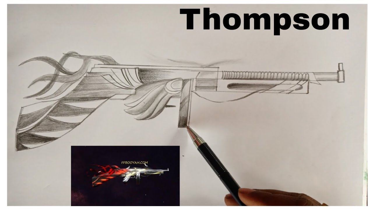 Free fire Evo Thompson gun drawing easy/free fire new Evo gun drawing ...