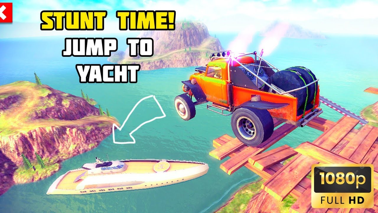 STUNT TIME! TRUCKS TRY TO JUMP TO THE LUXURY YACHT | OFF THE ROAD HD ...