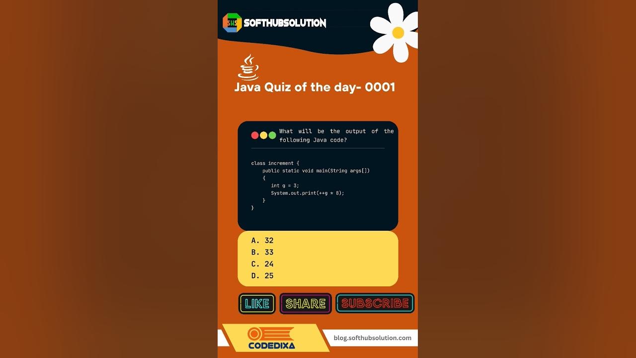 🔥java Quiz Of The Day 0001 Youtube