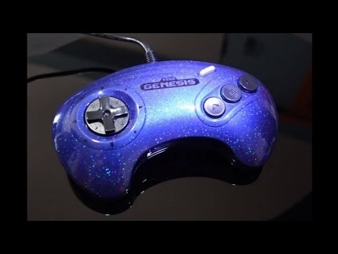 Custom paited Sega genesis/mega drive controller (blue rainbow FX ...