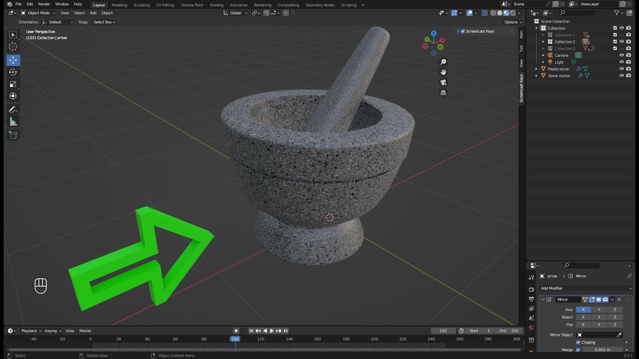Blender Animate 3d : Model EP-49.b : Stone Mortar Texture : ใส่ลวดลาย ...