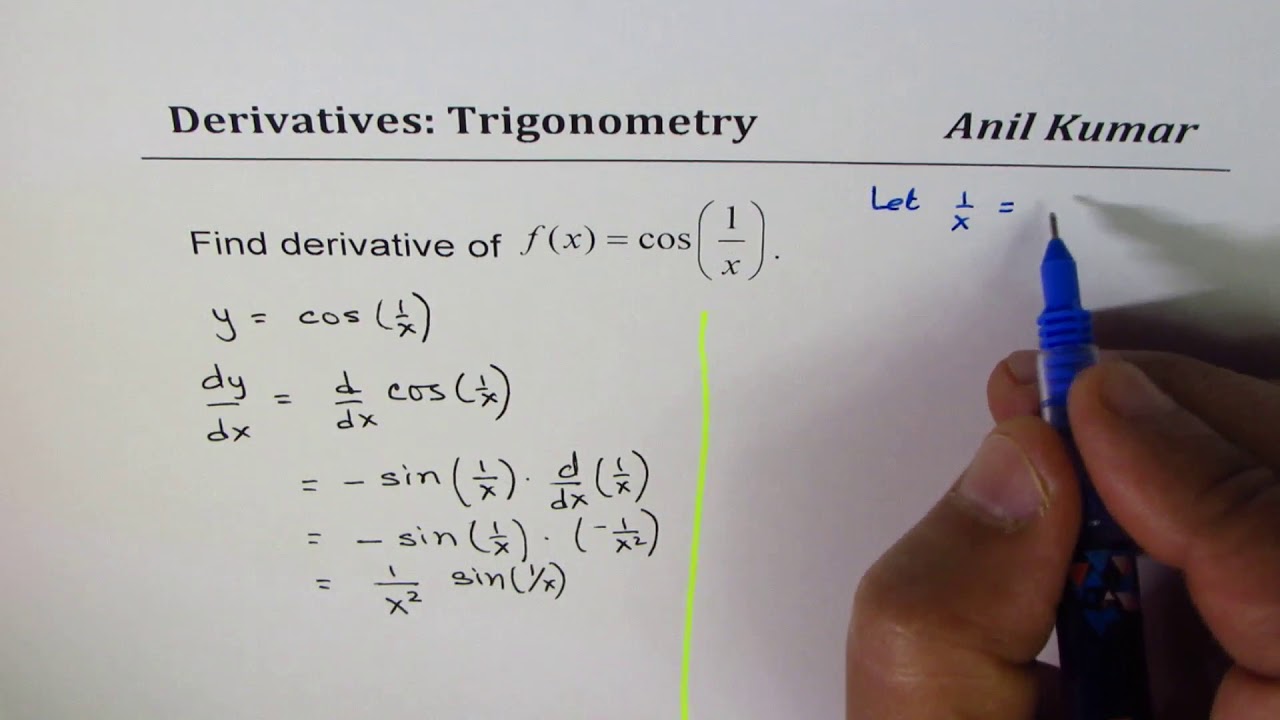 Derivative Of Cos 1 x Trigonometric Functions YouTube