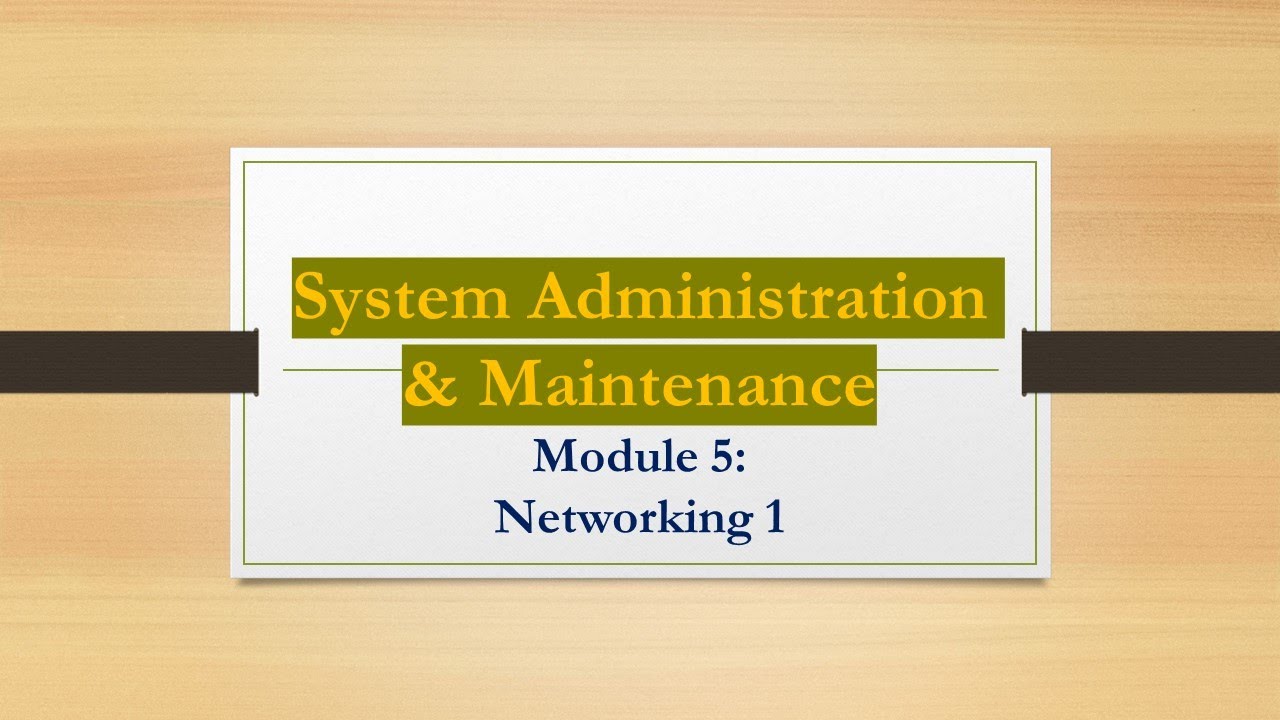 Module 5 : Networking 1 - YouTube