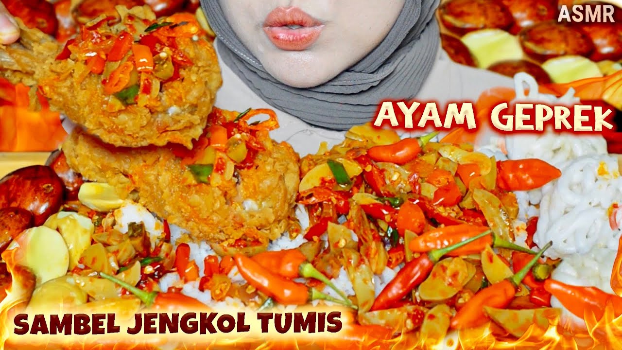 Ketagian Jengkol Dong‼️🔥 Ayam Geprek Sambel Jerit Jengkol 🥵 Lalap