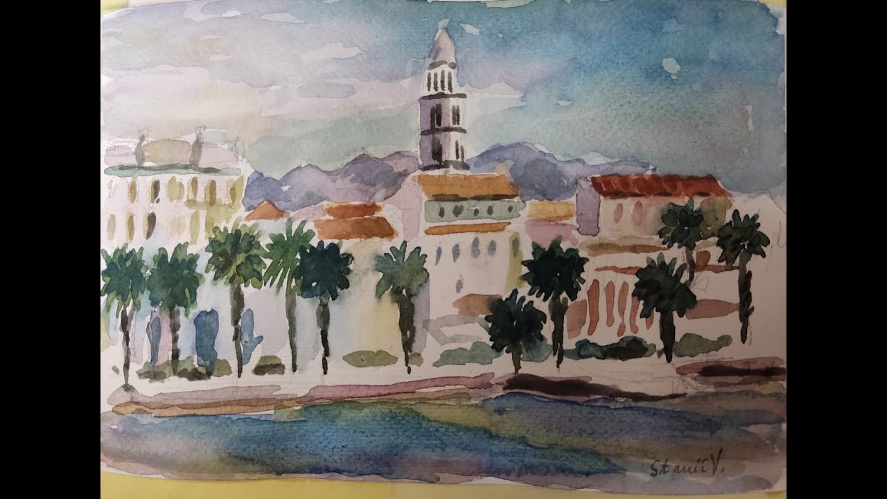 Kako slikati akvarelom Split tutorial step by step watercolor ...