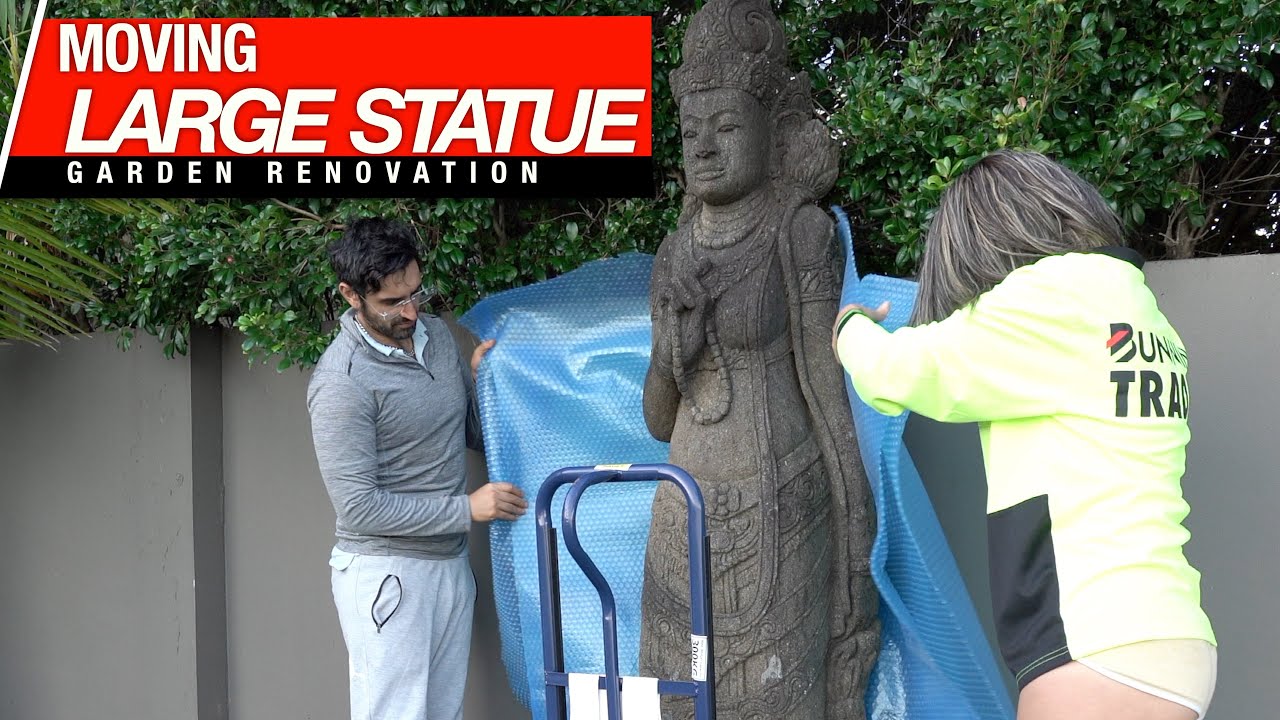 How to NOT move a LARGE Heavy Garden Statue... What Could Go Wrong? 🤔 ...