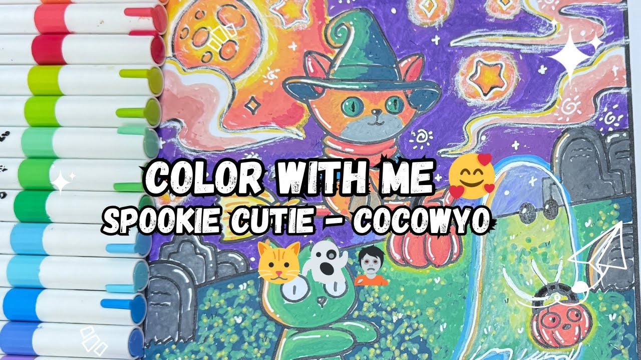 Color With Me | Spookie Cutie - Coco Wyo Coloring Book | Using Acrylic ...