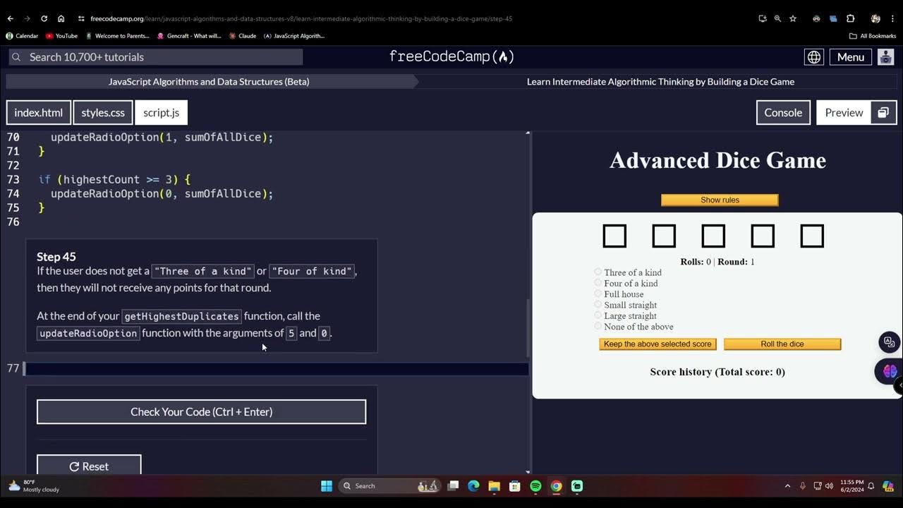 Algorithmic Thinking Dice Game 45 - YouTube