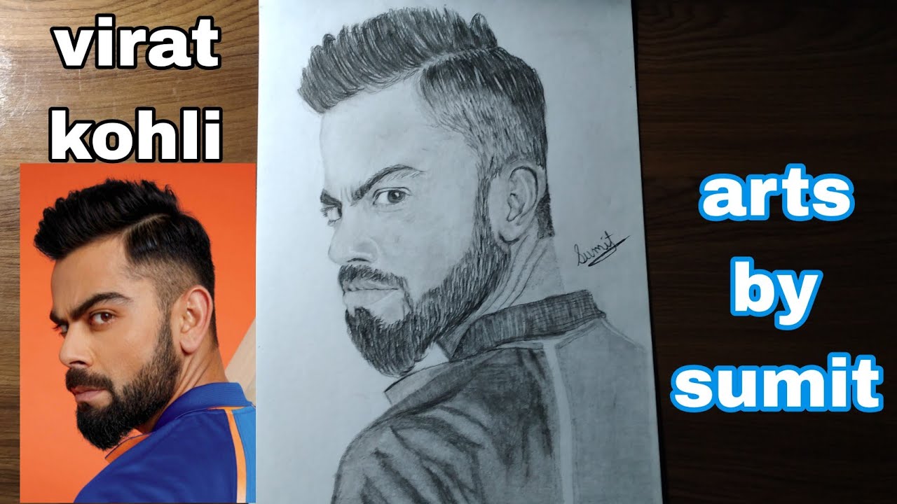 Virat kohli sketch portrait(arts by sumit) - YouTube