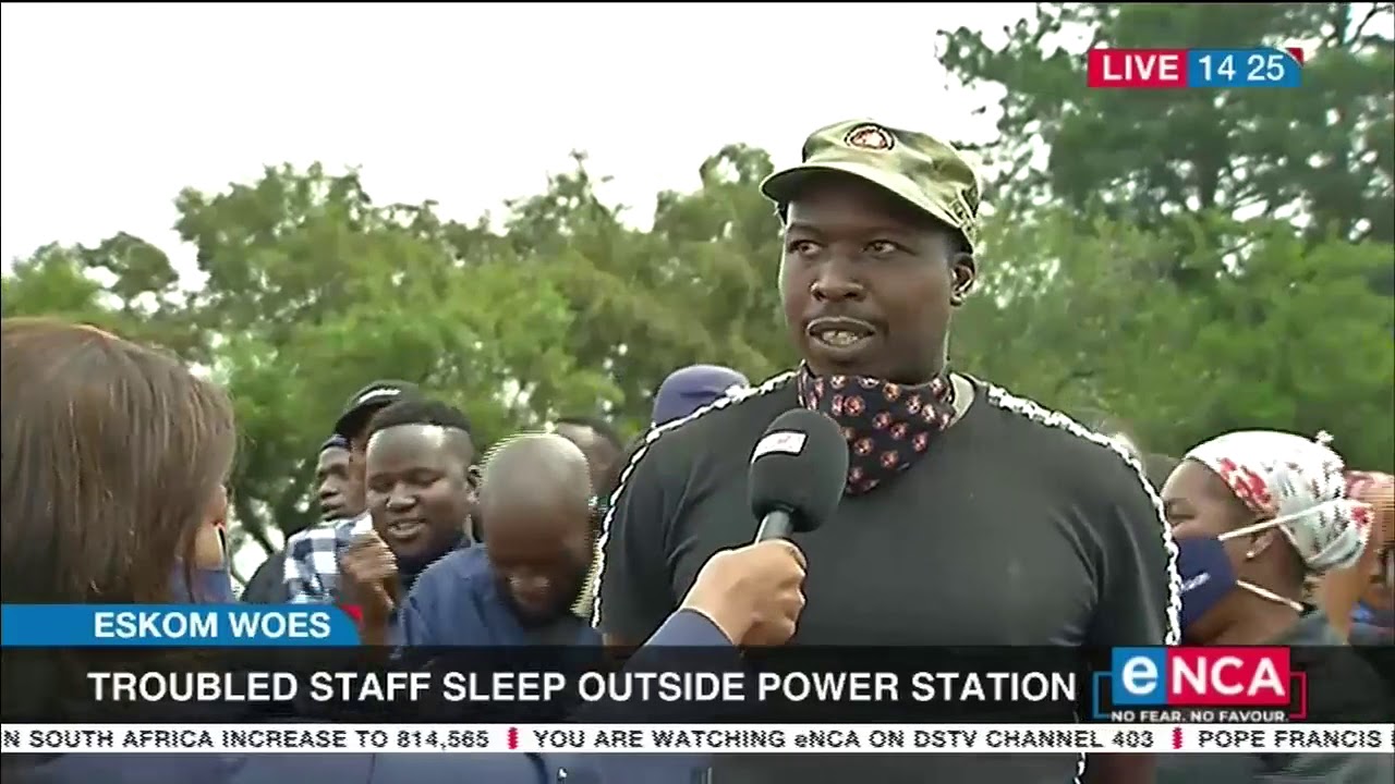 Eskom staff sleeps outside power station - YouTube