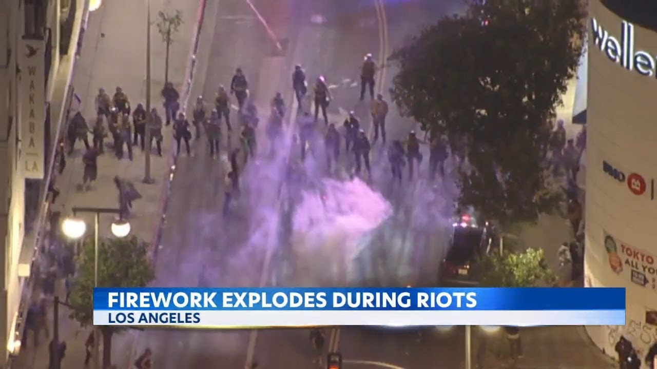 Firework explosion escalates Los Angeles protests overnight - YouTube