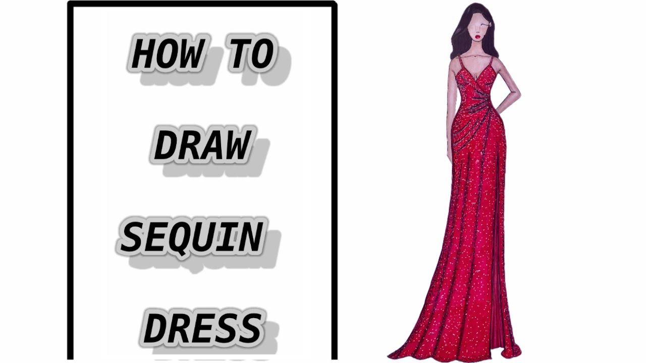 How to illustrate sequin dress (time-lapse) - YouTube